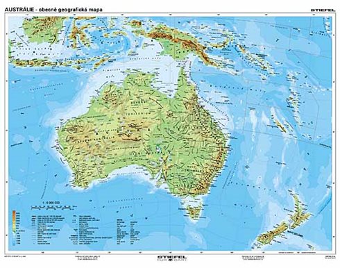 Austrálie a Nový Zéland geografická/ politická - mapa A3 | SEVT.cz