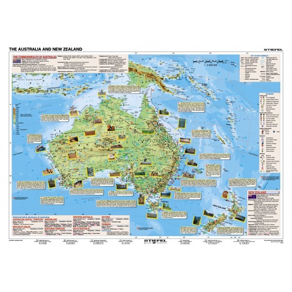 Basic Facts about Australia and New Zealand - mapa A3 | SEVT.cz
