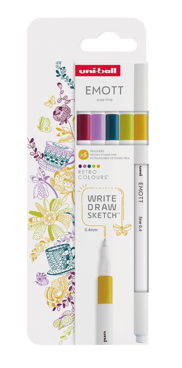 Liner UNI EMOTT 0,4 mm - sada 5 barev RETRO | SEVT.cz