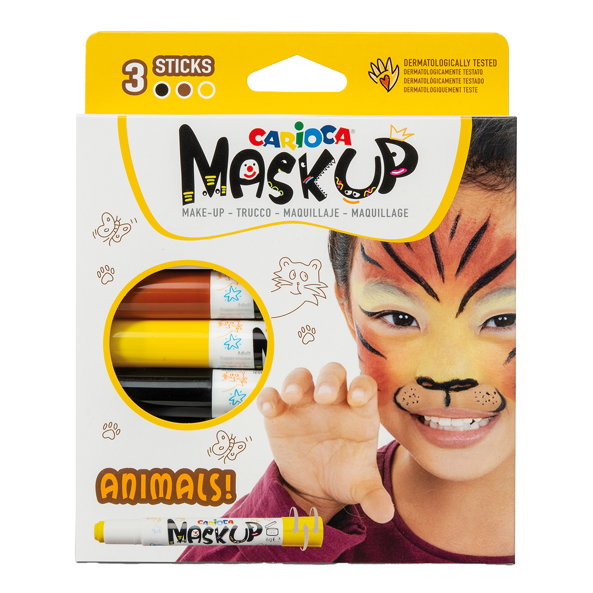 Obličejové barvy v tyčince Carioca Animals - 3 ks | SEVT.cz