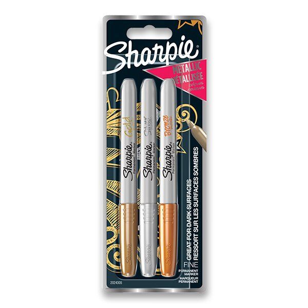 Sharpie permanentní popisovač Metalic fine - sada 3 ks - metalické ...