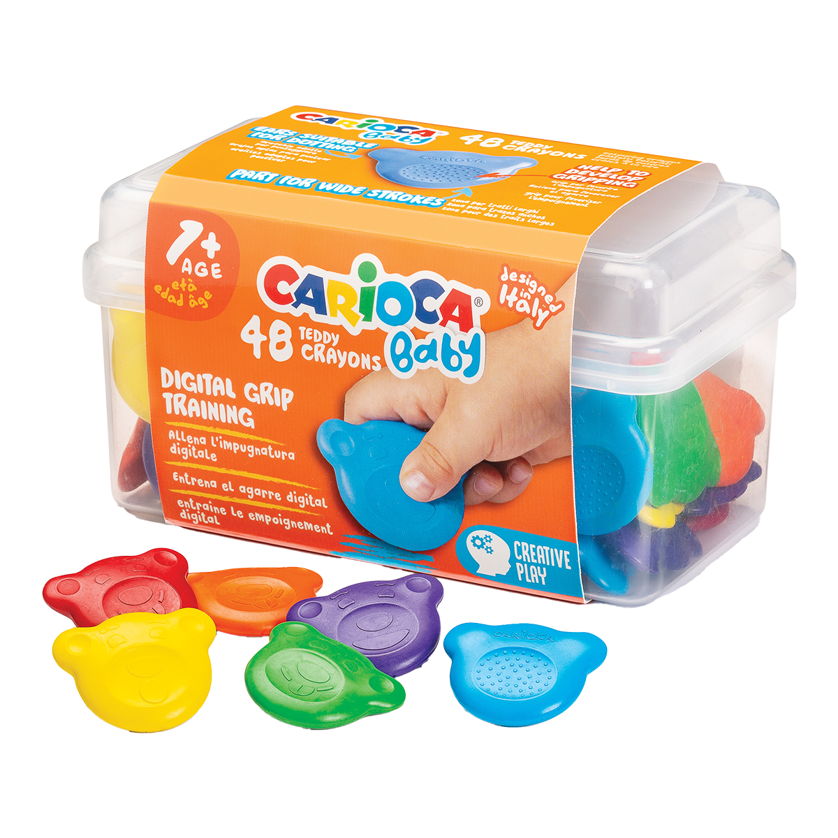 Voskovky Carioca Baby Teddy 1+, plastový kufřík - 48 ks | SEVT.cz